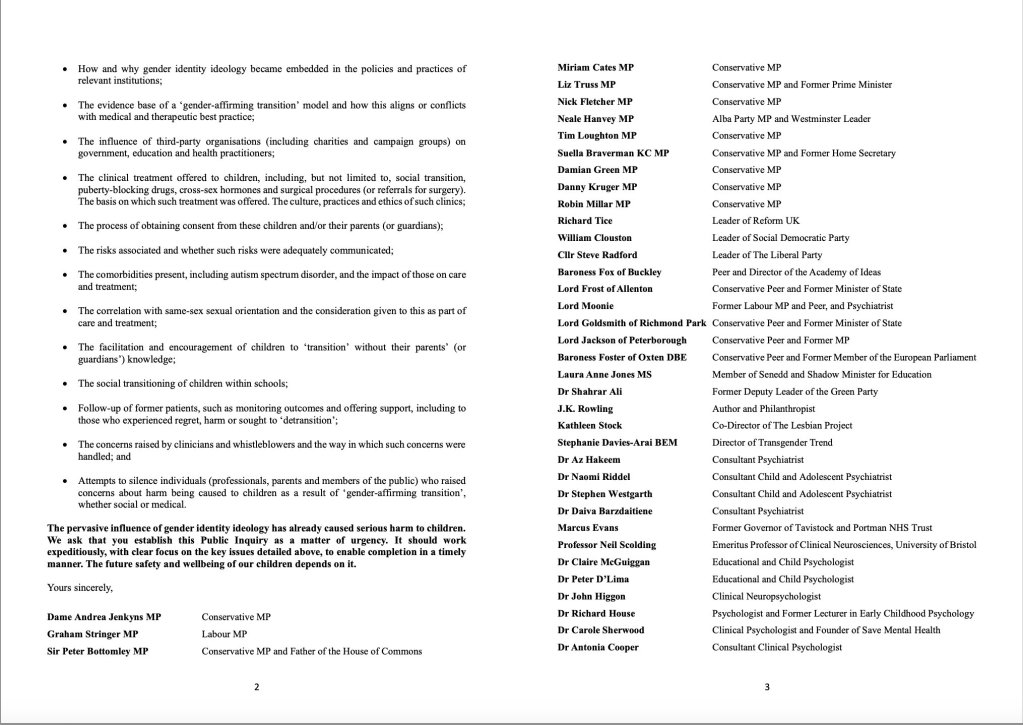 Jerome signs Public Inquiry request ref gender ideology infiltration ...